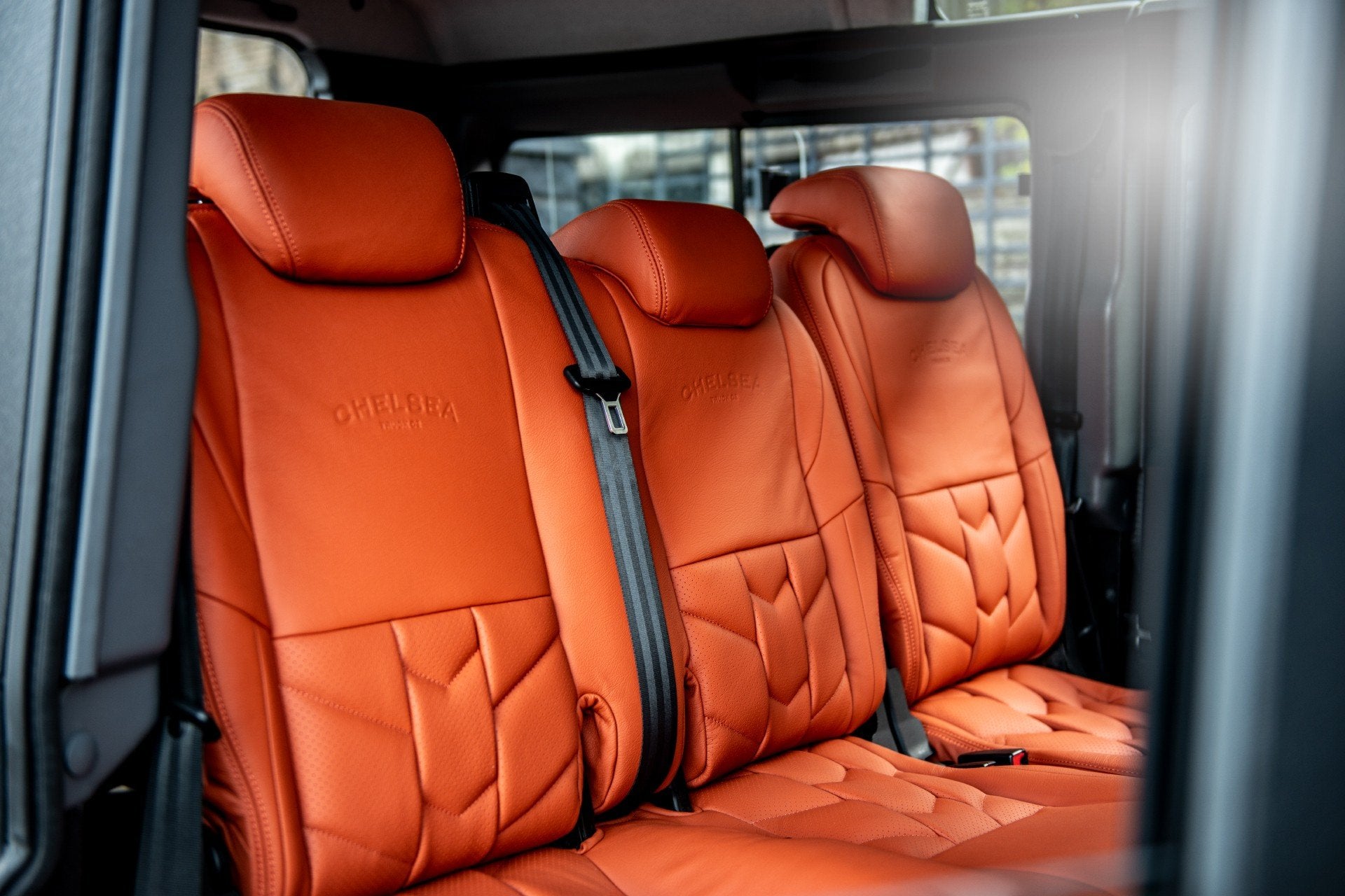 Land Rover Defender | bespoke Volcanic Orange leather interior ...