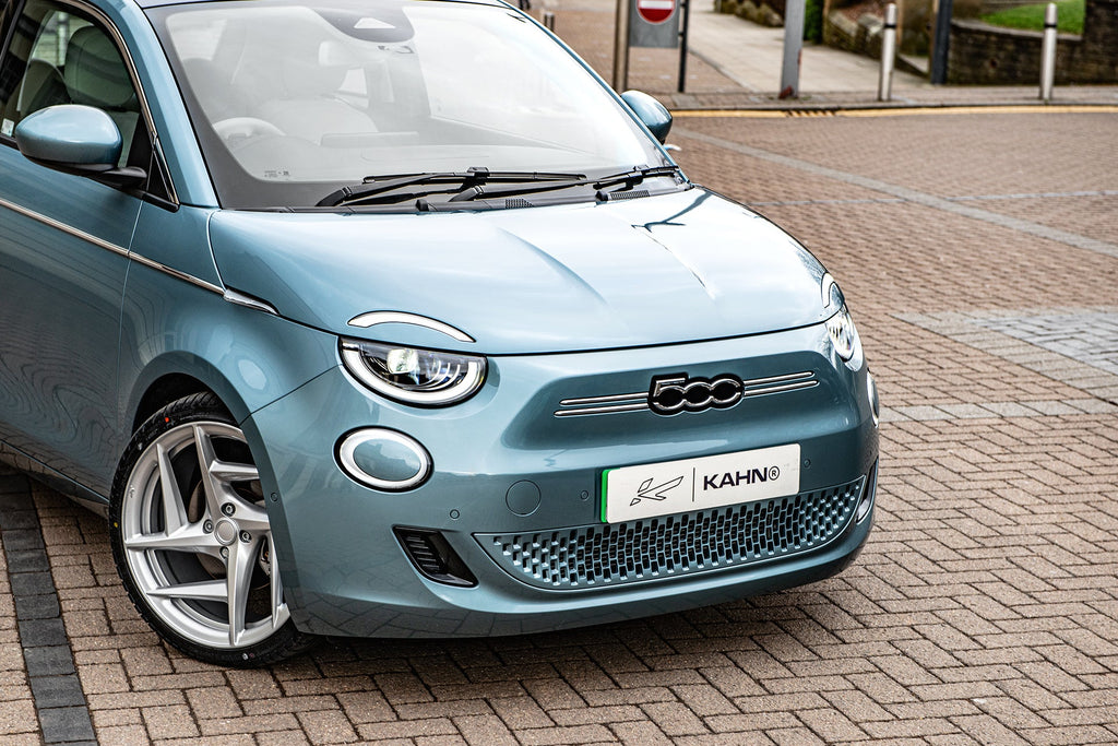 Fiat 500e Blue on Type 52 alloy wheels - Project Kahn